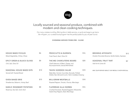 Menu – Milligram Coffee and Kitchen