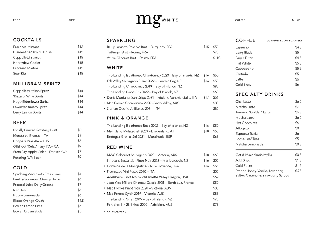Menu – Milligram Coffee and Kitchen